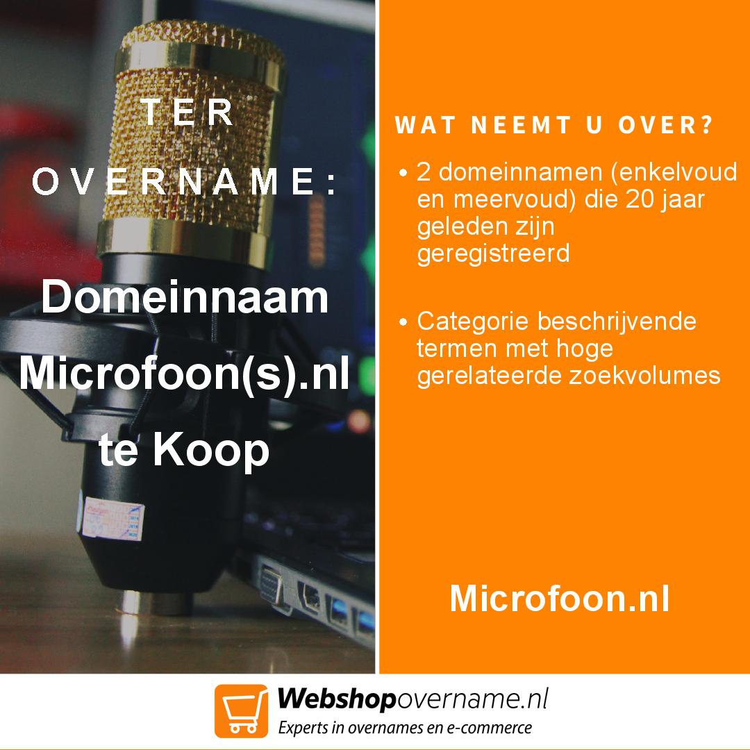 Ter overname: Domeinnaam Microfoon(s).nl te Koop - Jaaromzet € Microfoon.nl - Meer informatie en ...